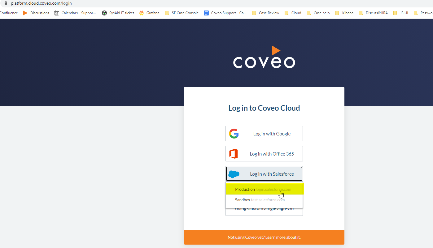 User having issues accessing coveo platform with salesforce provider