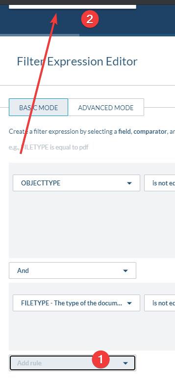 Abitlity to add rule using the filter expression editor