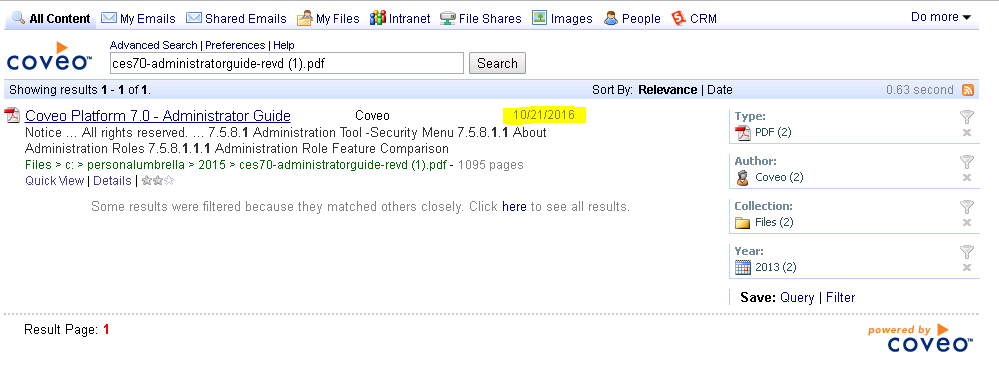 How to modify displayed date in Coveo .NET search