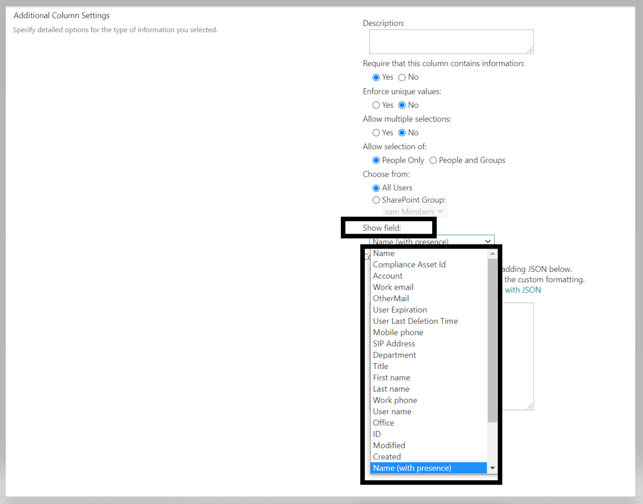 Indexing SharePoint Online Person or group column