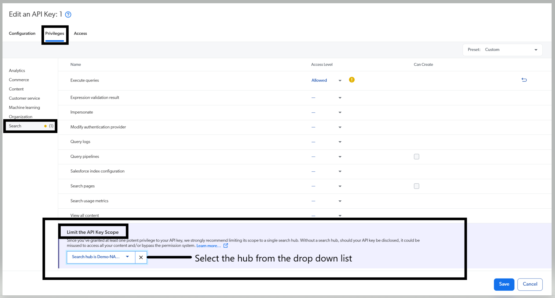 Search queries hub is identified as "None" in the consumption dashboard