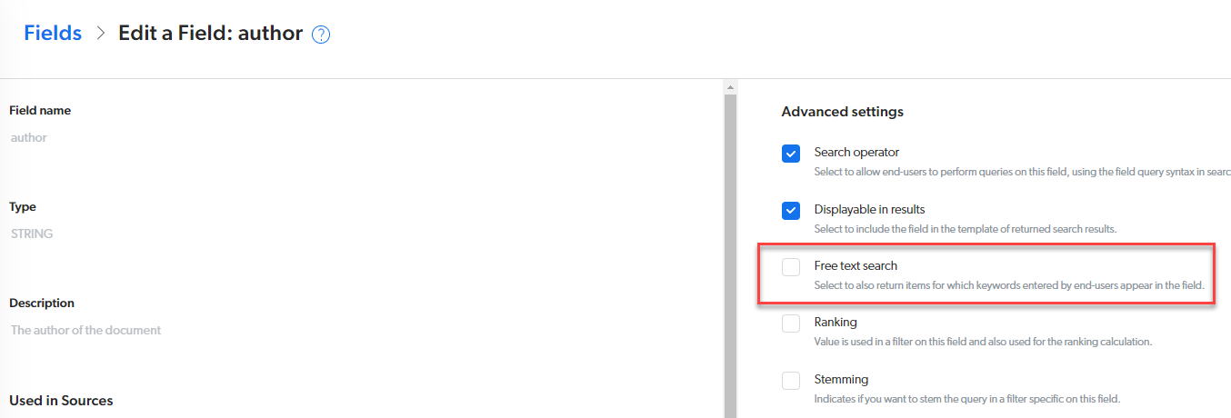 When to Enable Free Text Search on a Field