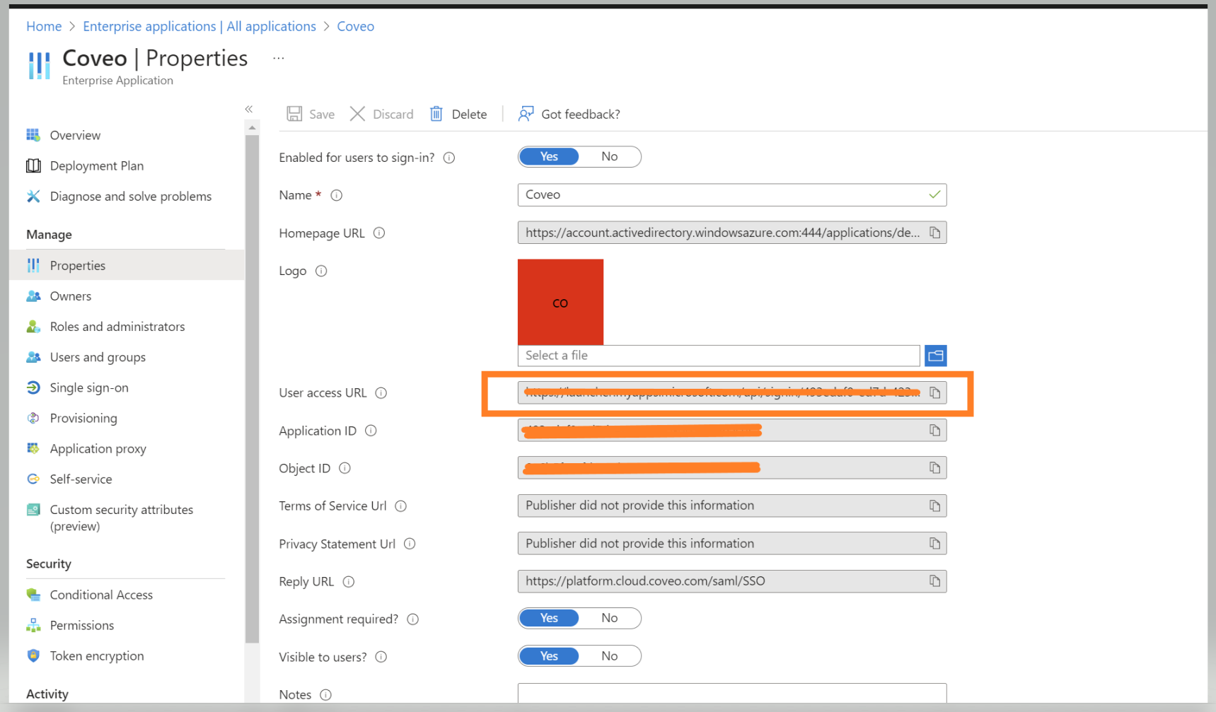 Users can't log in to the Coveo organization via SSO